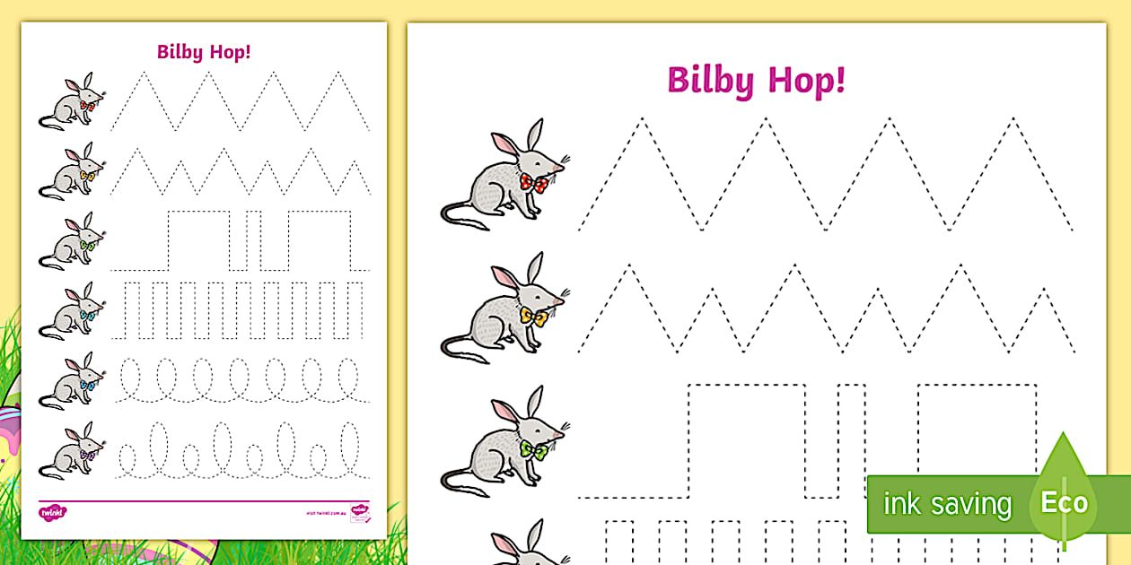 QLD Bilby Hop Pencil Control Worksheets (teacher made)