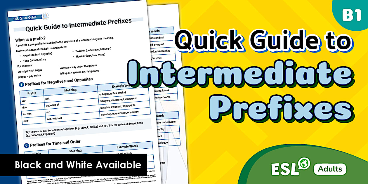 Quick Guide to Intermediate Prefixes [Adults, B1]