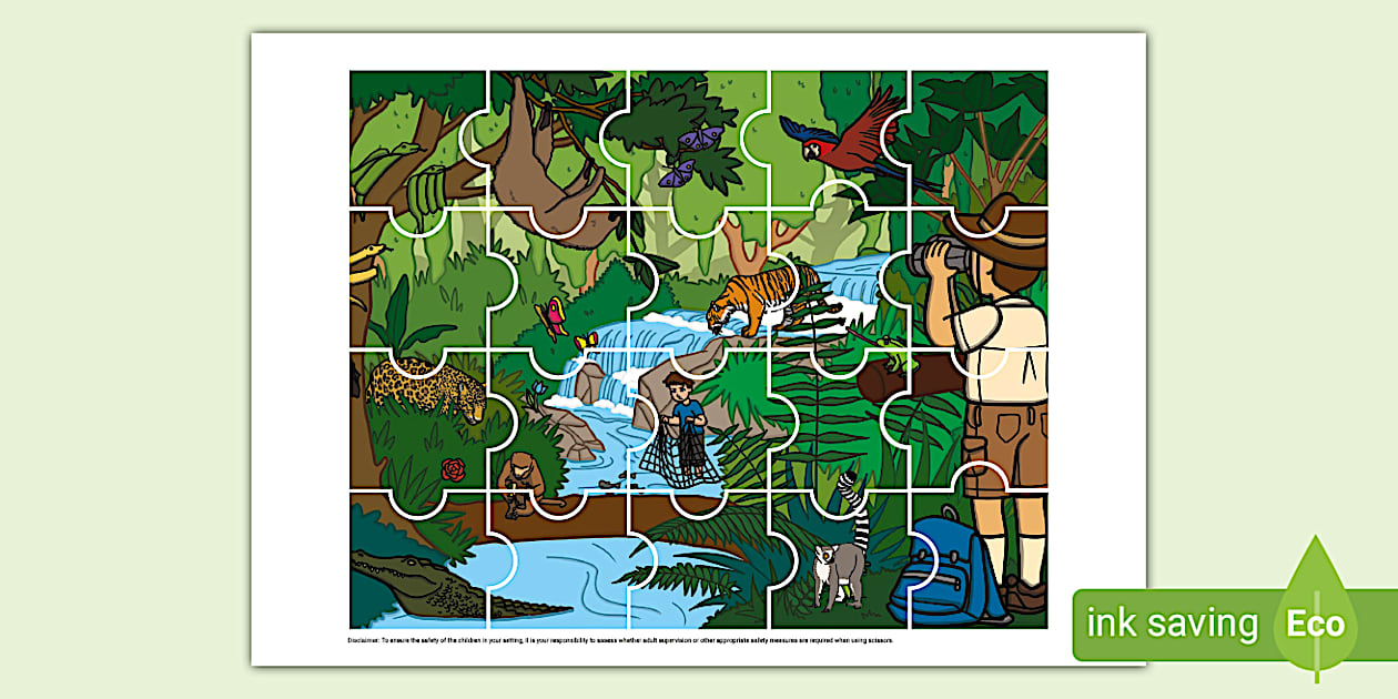 Rainforest Habitat Jigsaw Activity, Rainforest Animals