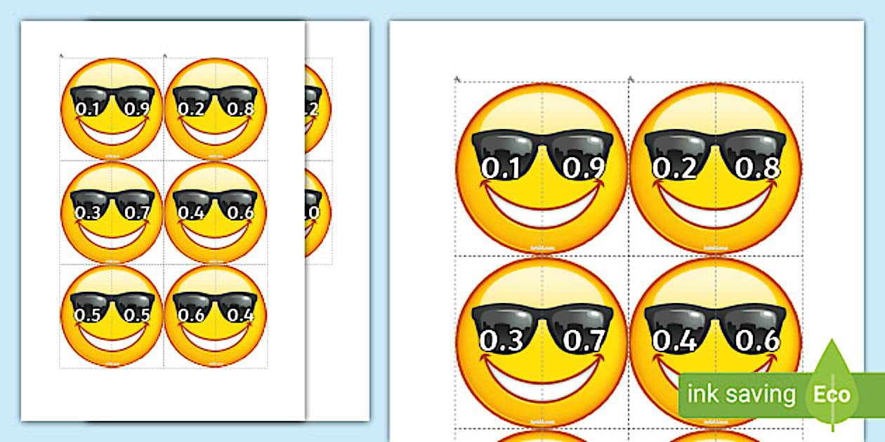 😊 Decimal Number Bonds to 1 Matching Emojis (Stage 7)