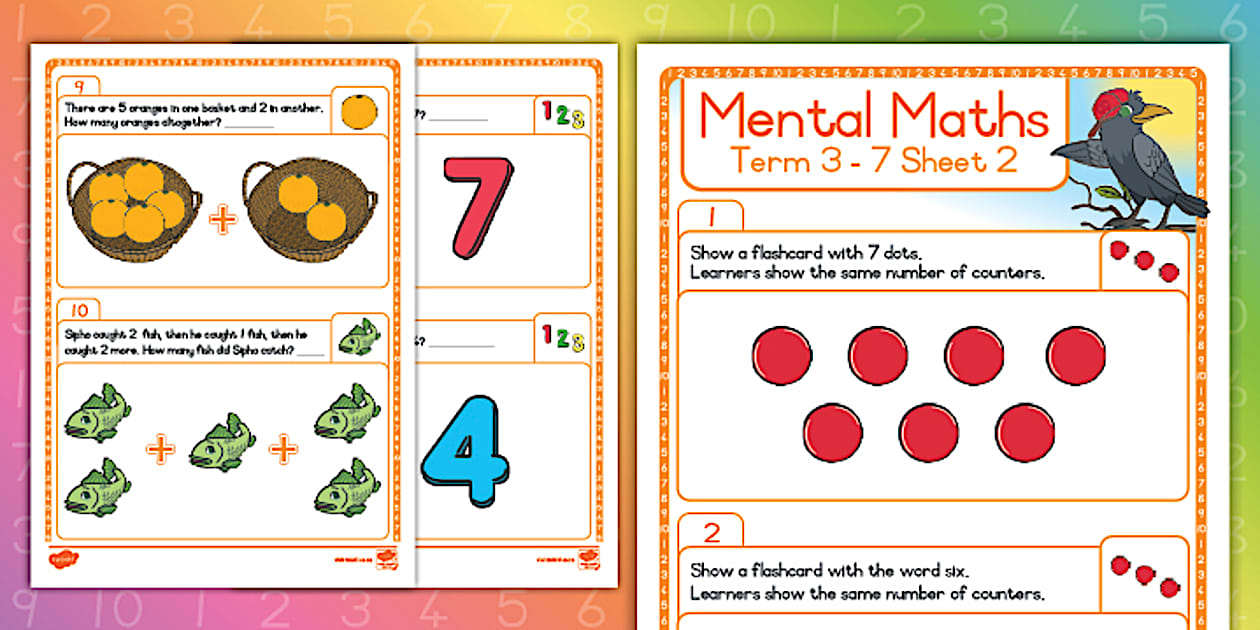 Grade R Mental Maths Sheet 2 -7 (teacher made) - Twinkl
