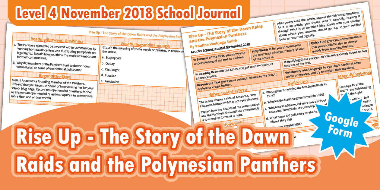 Level 4 November 2018 Journal - Rise Up - The Story of the Dawn Raids ...