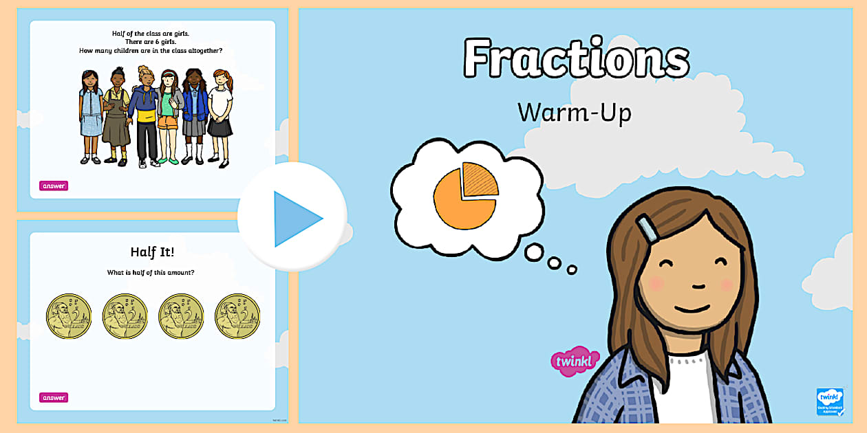 Year 1 Fractions Warm-Up PowerPoint Australian - Twinkl