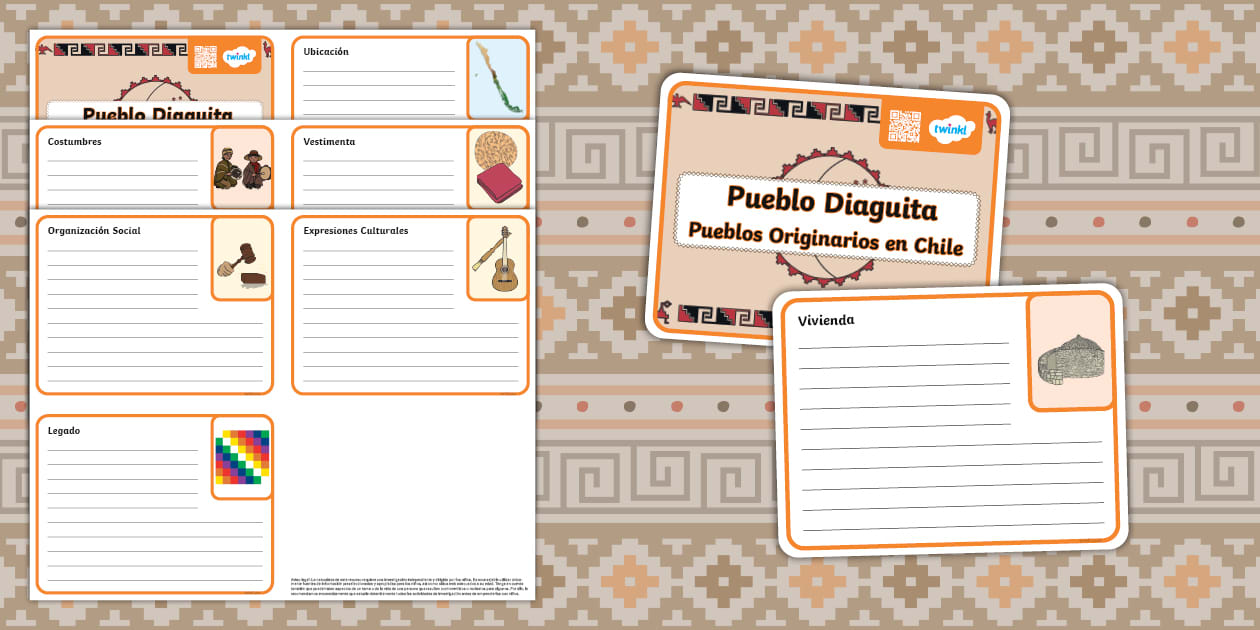 Guía de Trabajo: Tarjetas sobre el Pueblo Diaguita - Twinkl