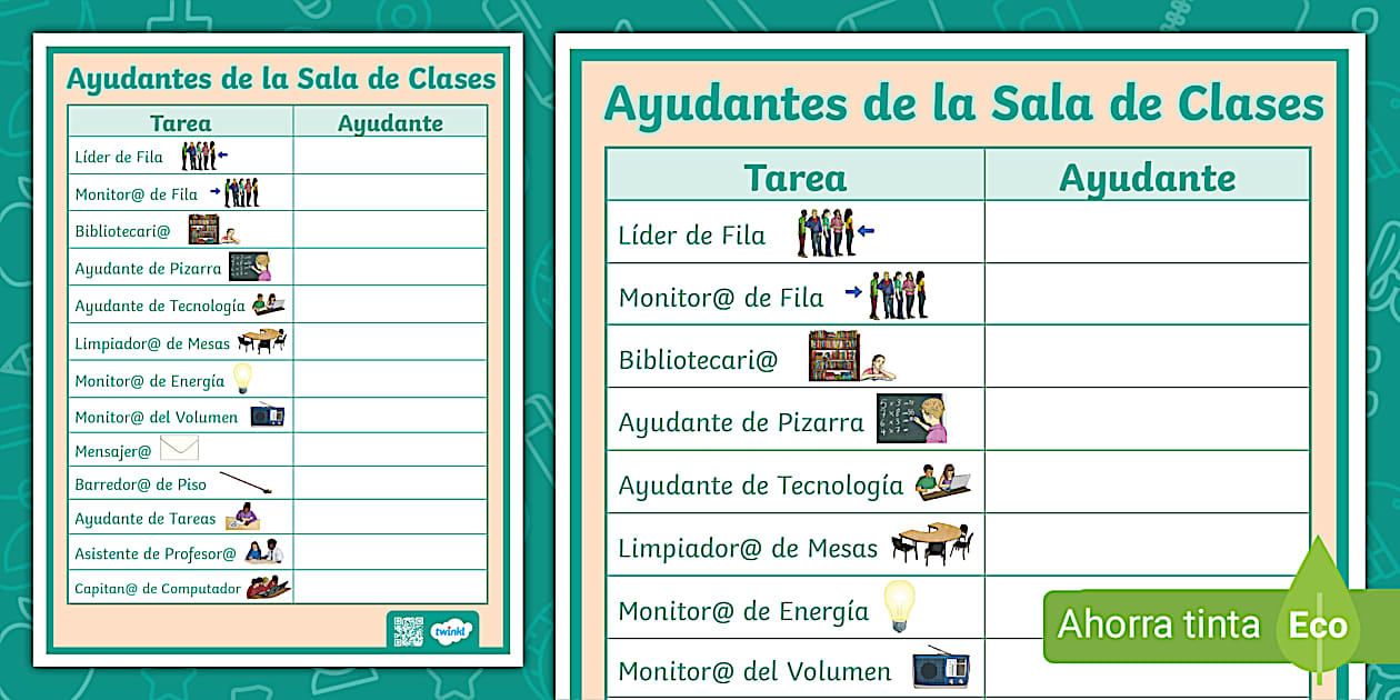 Póster Ayudantes de la Sala de Clases Segundo Ciclo