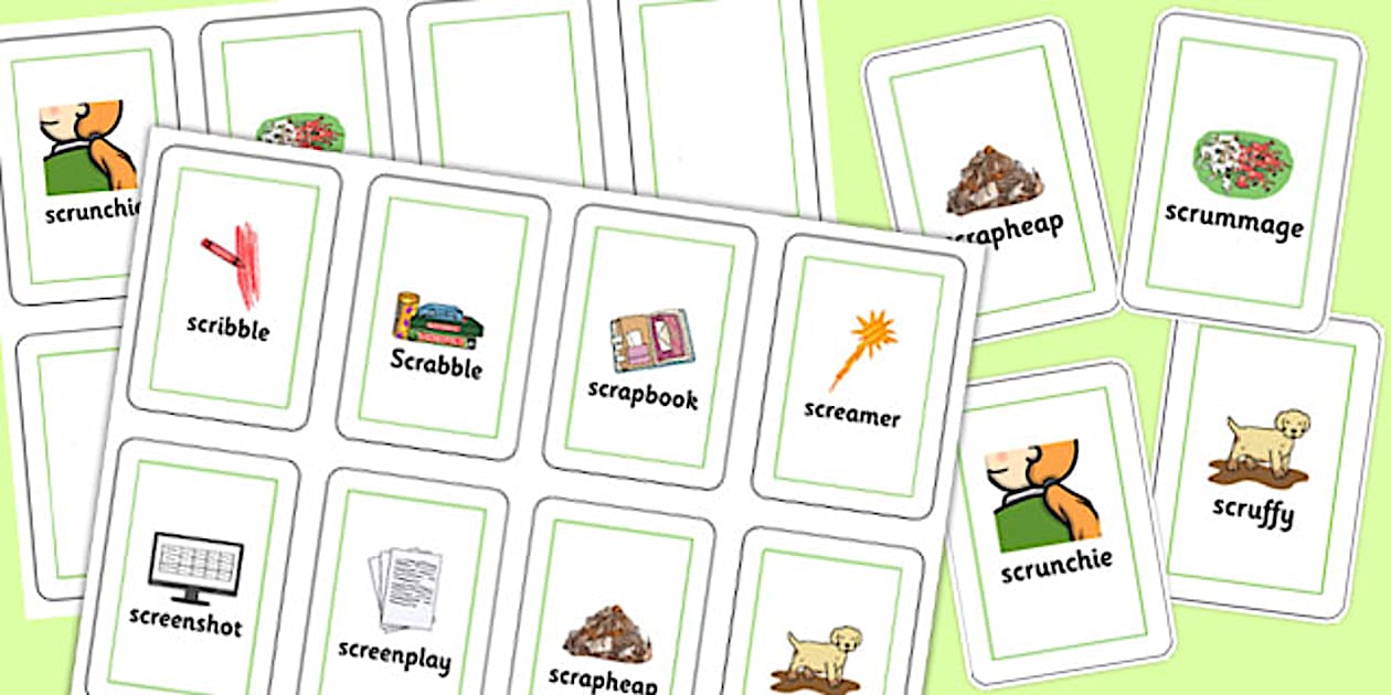 Cursive Two Syllable SCR Flash Cards (Teacher-Made) - Twinkl