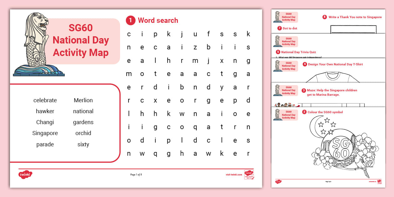 SG60 National Day Activity Map (teacher made) - Twinkl