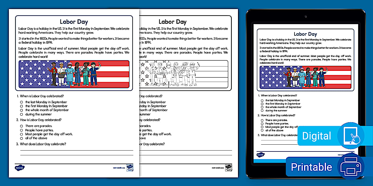 Labor Day Reading Passage for 1st Grade | Twinkl USA