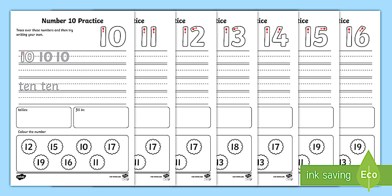 Practising Numbers 10-20 Worksheet / Worksheet - Practising Numbers ...