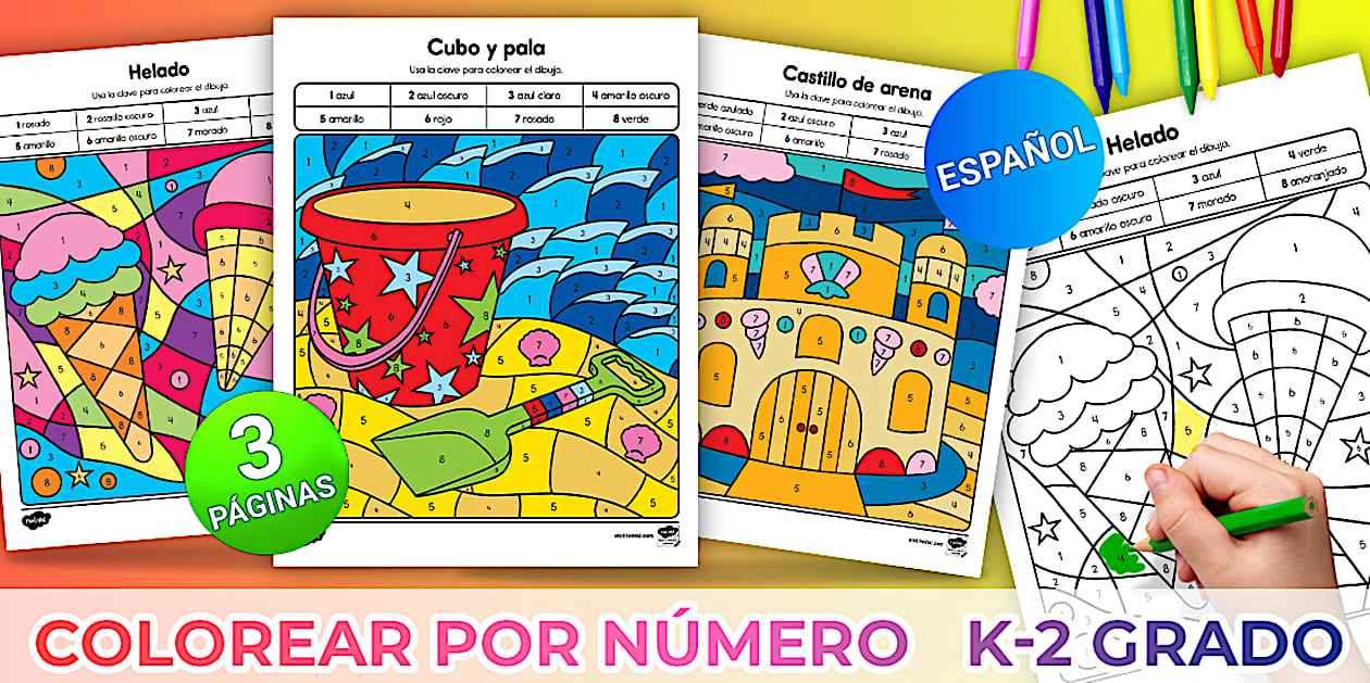 Divertidas hojas de colorear por número para el verano