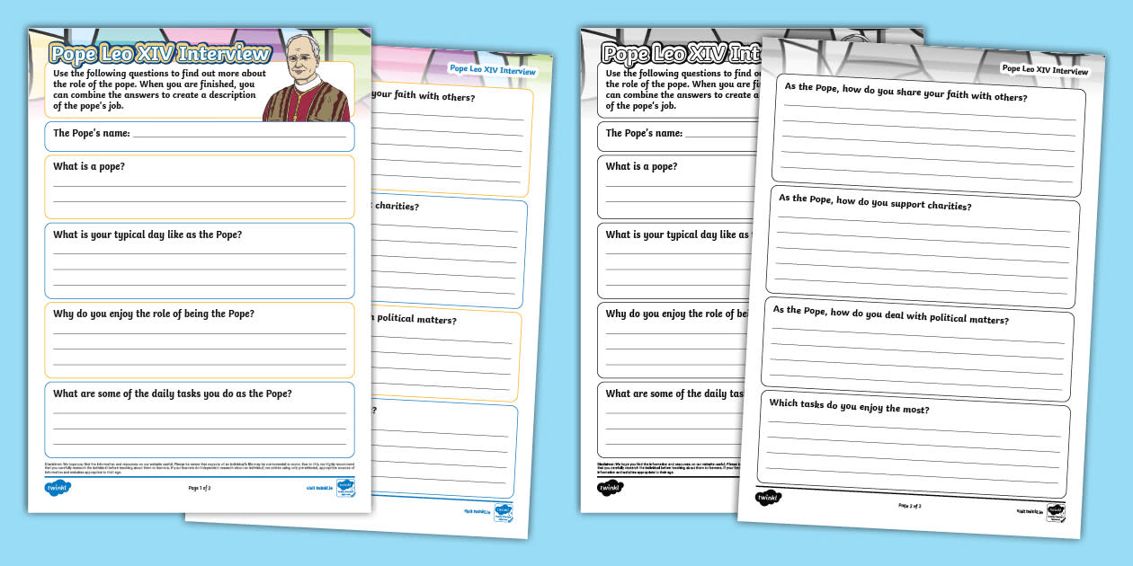 * NEW * Pope Leo XIV Interview Worksheet (teacher made)