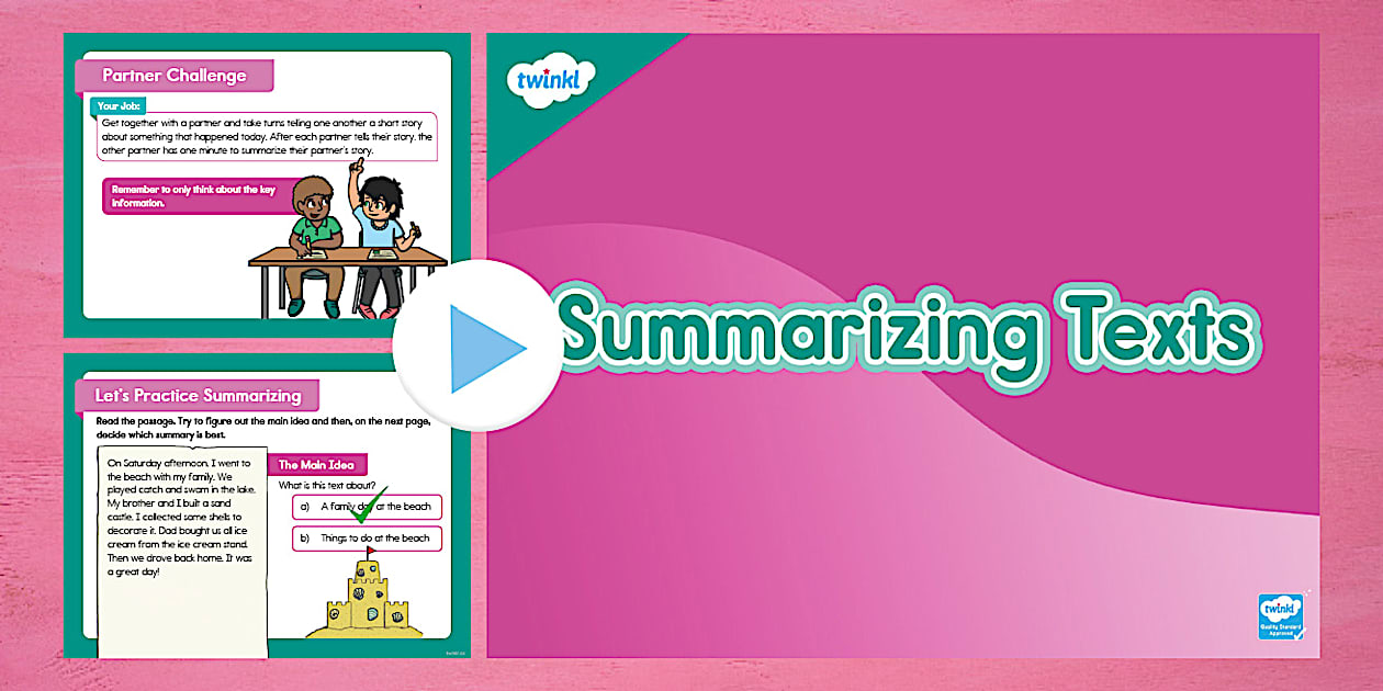 Reading Comprehension Canada: Summarizing Texts PowerPoint