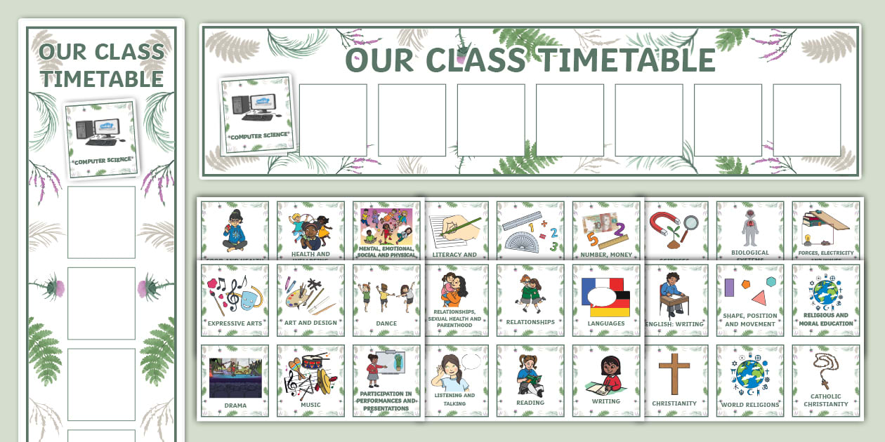 Scottish Botanical-Themed CfE Visual Timetable - Twinkl