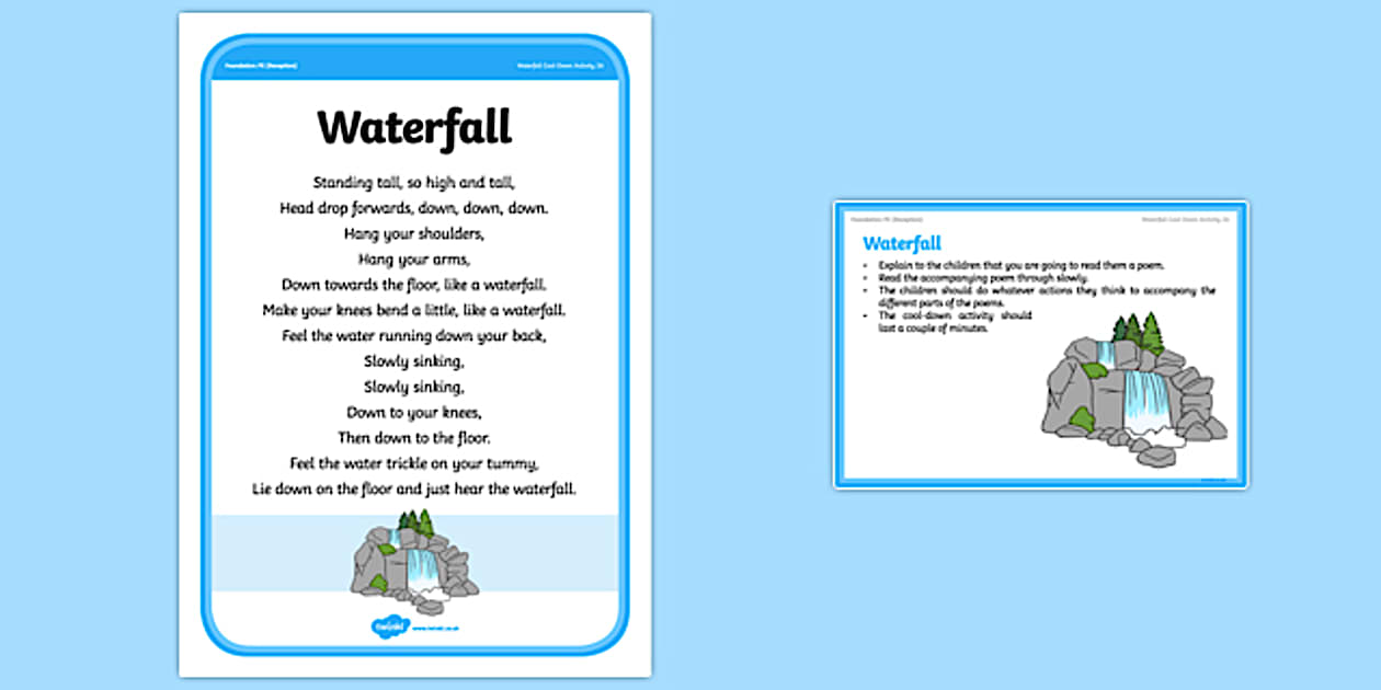 Waterfall Cool-Down Activity Card - Twinkl