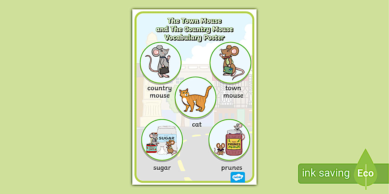Precursive The Town Mouse and the Country Mouse Vocabulary Poster