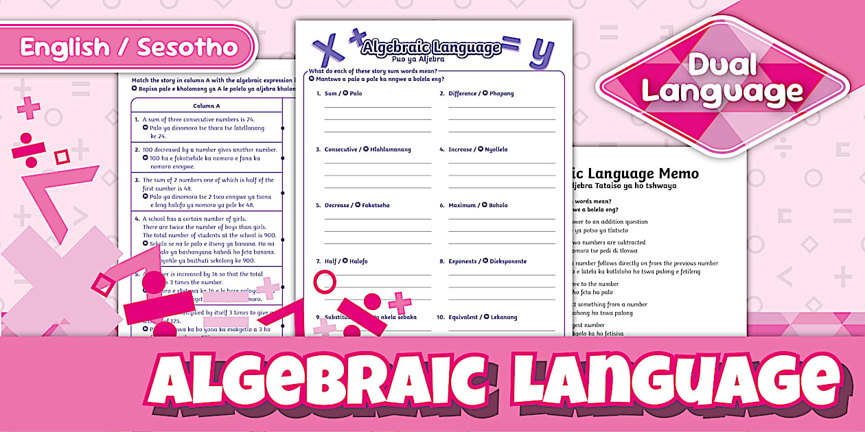 Grade 7 - Maths - Term 1 - Algebraic Language Activity Sheet