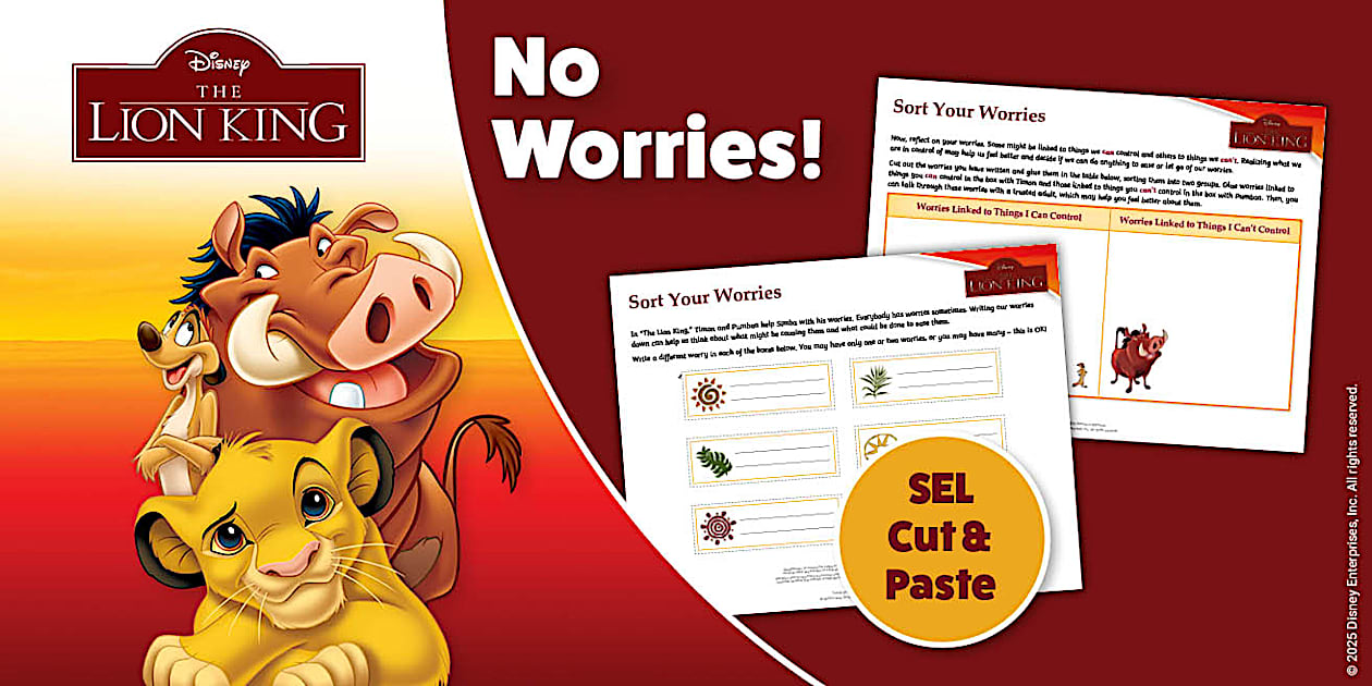 The Lion King Sorting Cut and Paste SEL Activity - Twinkl