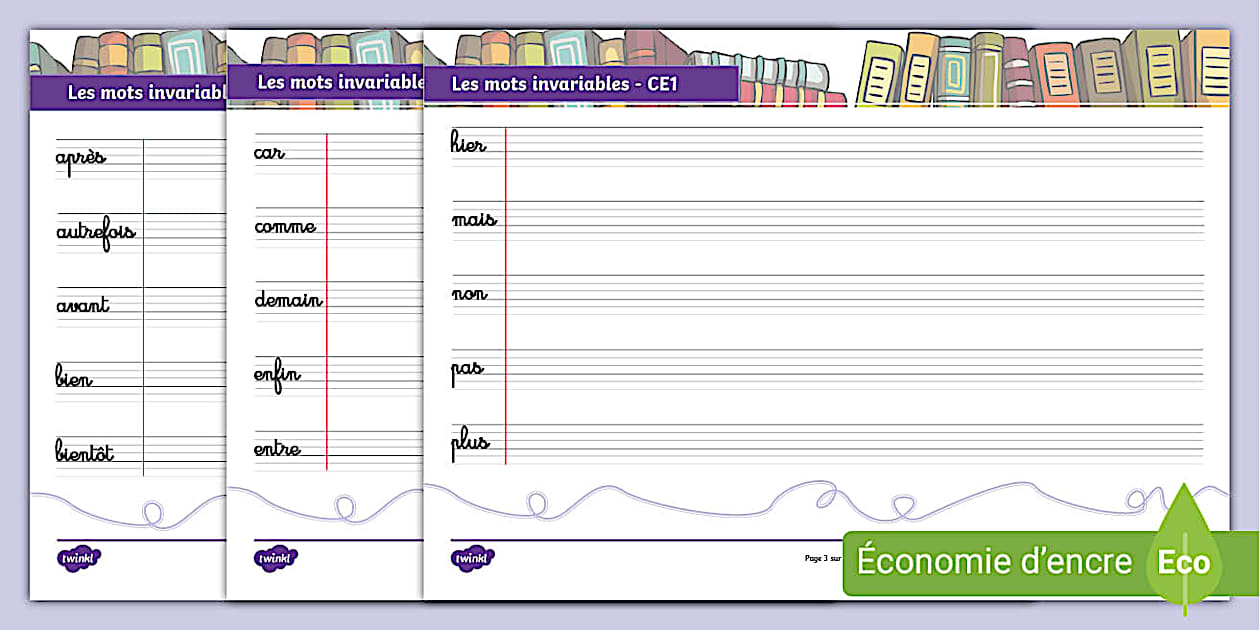 Les mots invariables - CE1