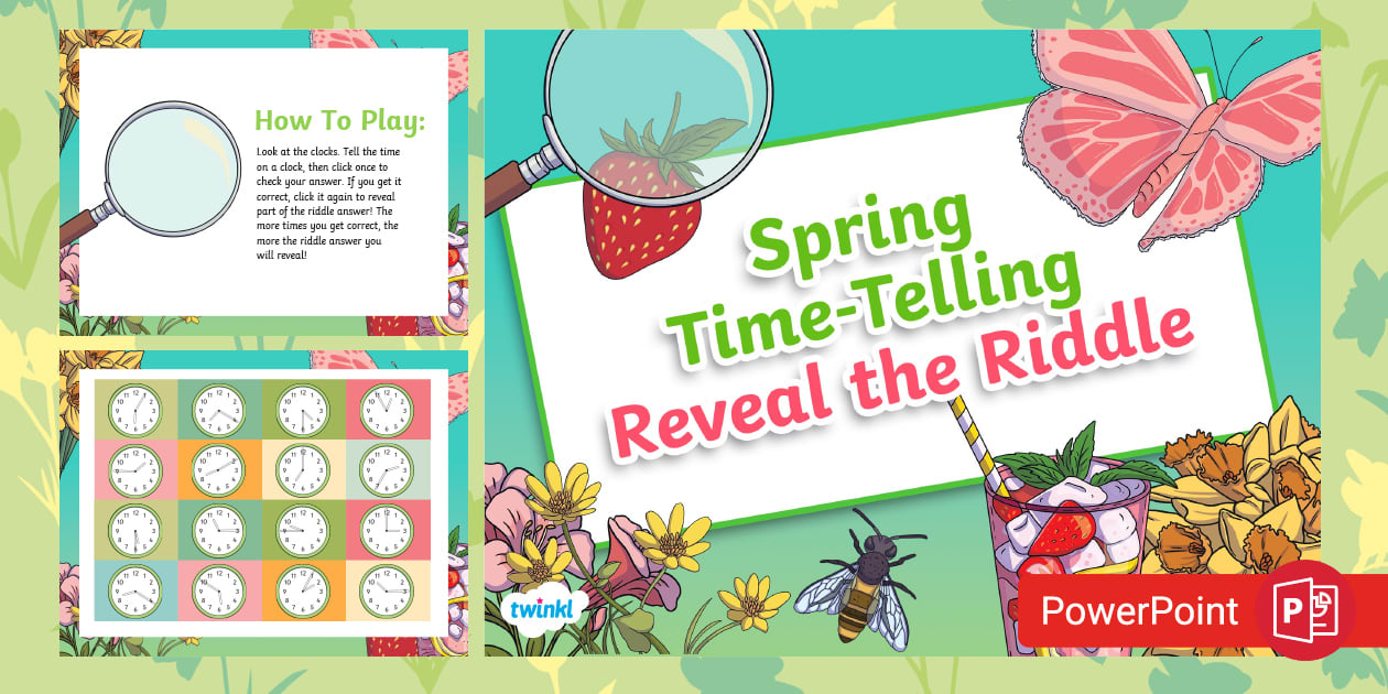 Third Grade Spring Time-Telling Reveal the Riddle Assessment