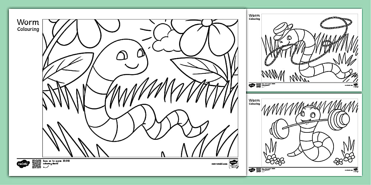 Worm Colouring (teacher made) - Twinkl