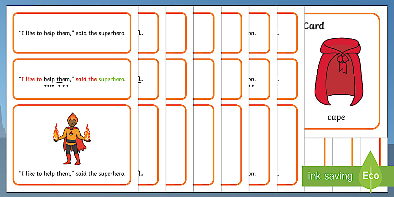 Superheroes Simple Sentence Cards (Teacher-Made) - Twinkl