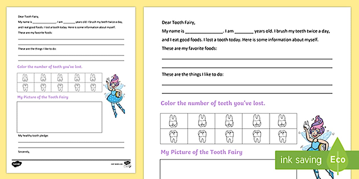 Editable Letter to the Tooth Fairy Template (Teacher-Made)