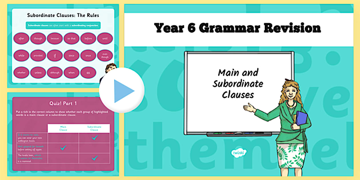 Revision Guide & Grammar Subordinate Clauses Quiz | Year 6