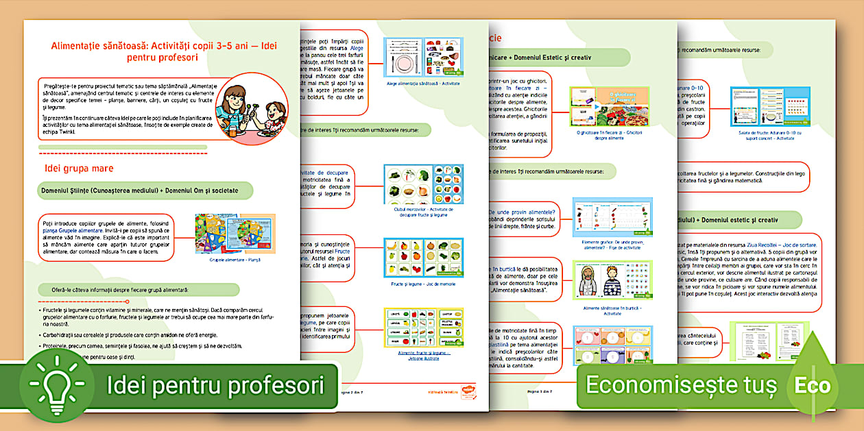 Alimentație sănătoasă: Activități – Idei pentru profesori
