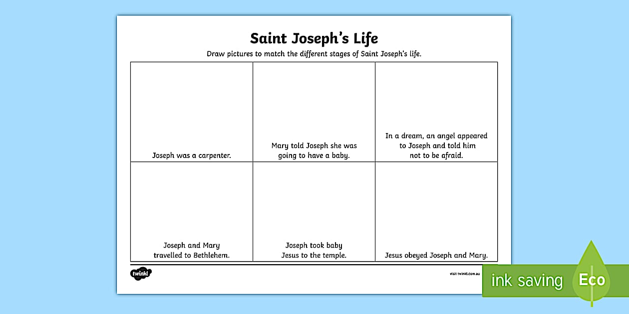 Saint Joseph's Life Worksheet (teacher made) - Twinkl