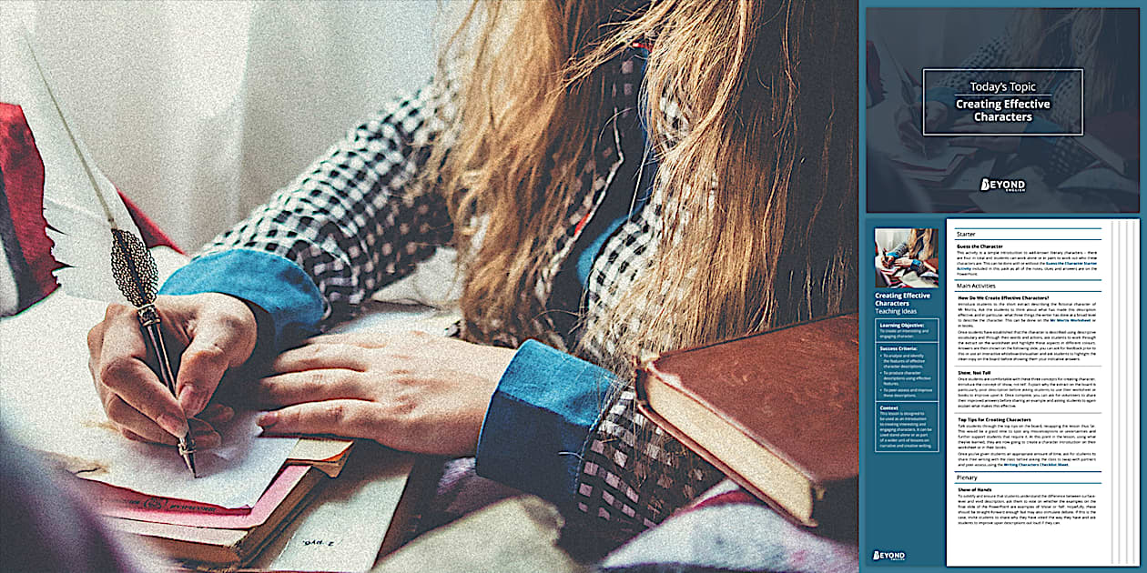 Editable Creating Writing: Generating Effective Characters Lesson Pack