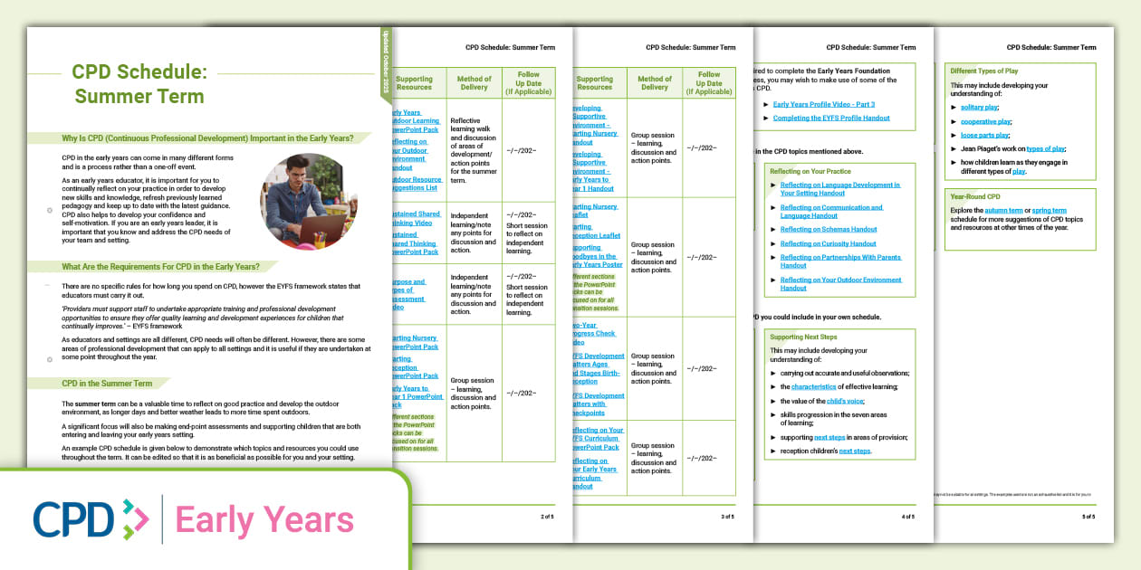 CPD Schedule | Summer Term | Early Years CPD