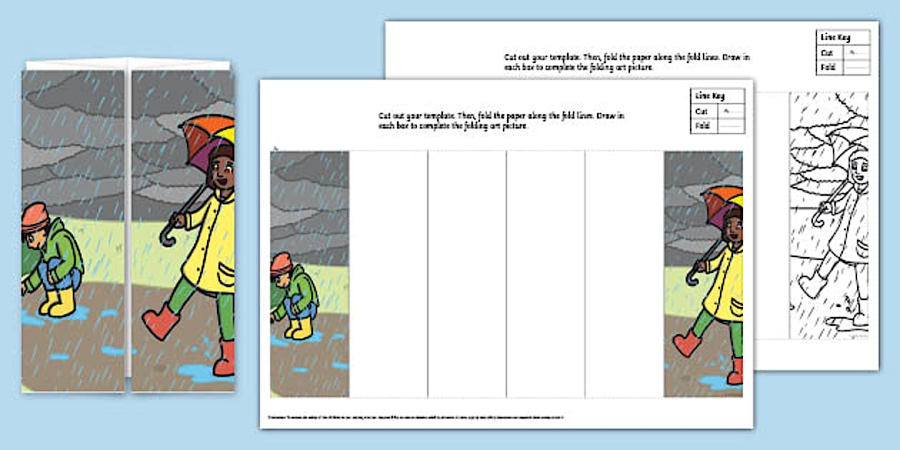 April Showers Folding Art Template (Teacher-Made) - Twinkl