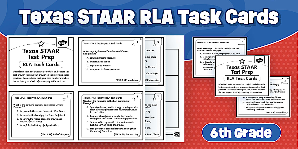 Sixth Grade RLA Task Cards | Texas STAAR Test Prep