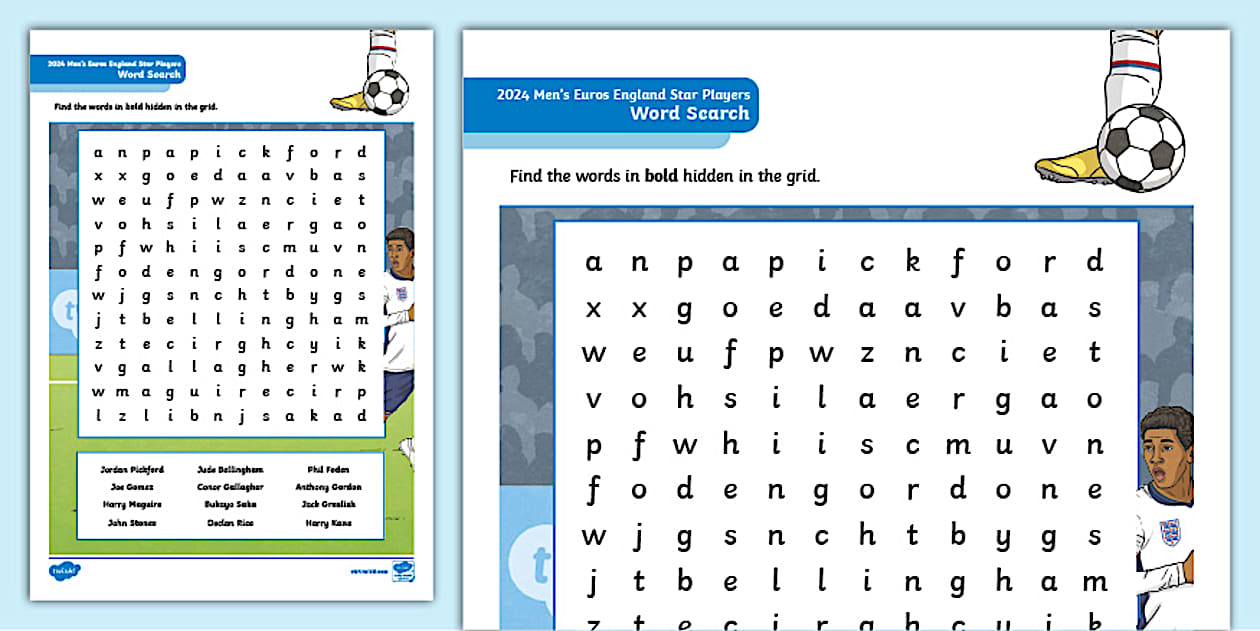 2024 Men's Euros England Star Players Word Search - Twinkl