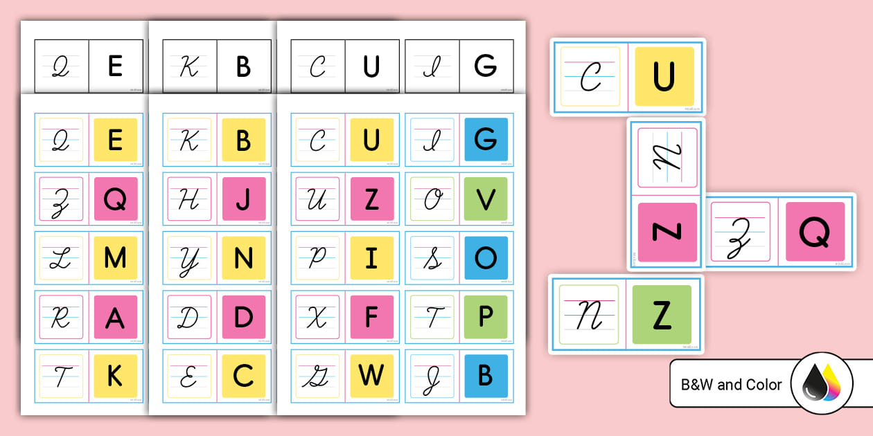 Uppercase Cursive Dominoes Set
