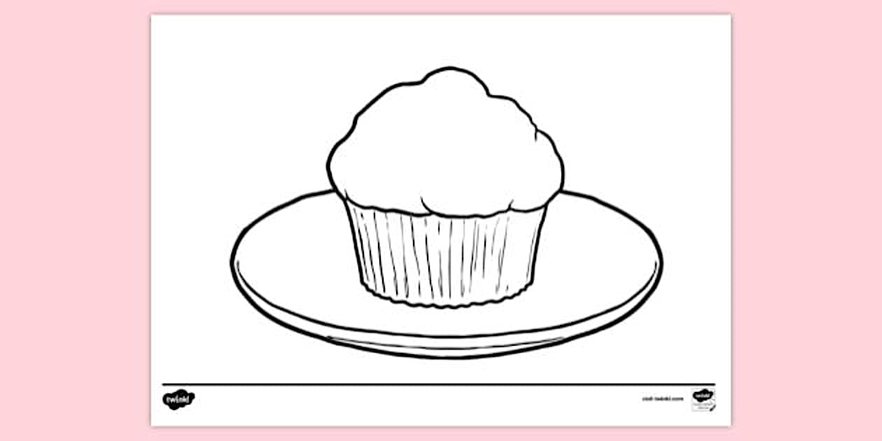 Muffin on Plate Colouring Sheet (teacher made) - Twinkl