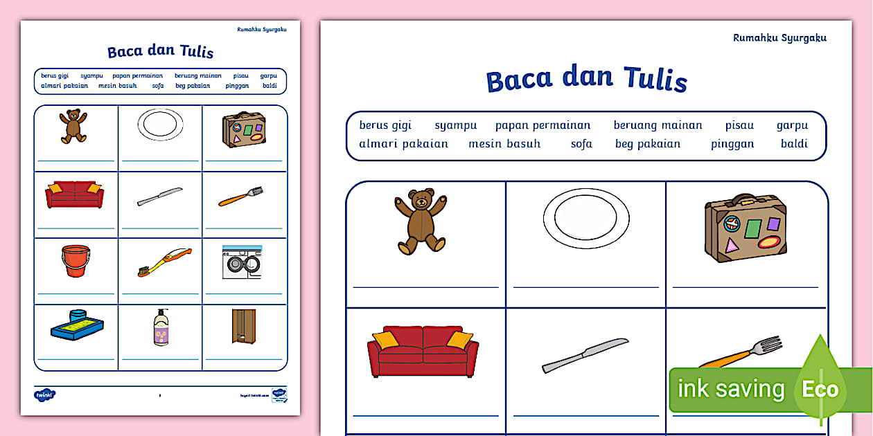 Latihan Baca dan Tulis - Rumahku Syurgaku - Tema Rumah