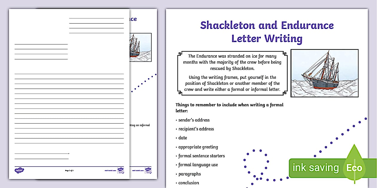 Shackleton and Endurance Letter Writing Frames - Twinkl