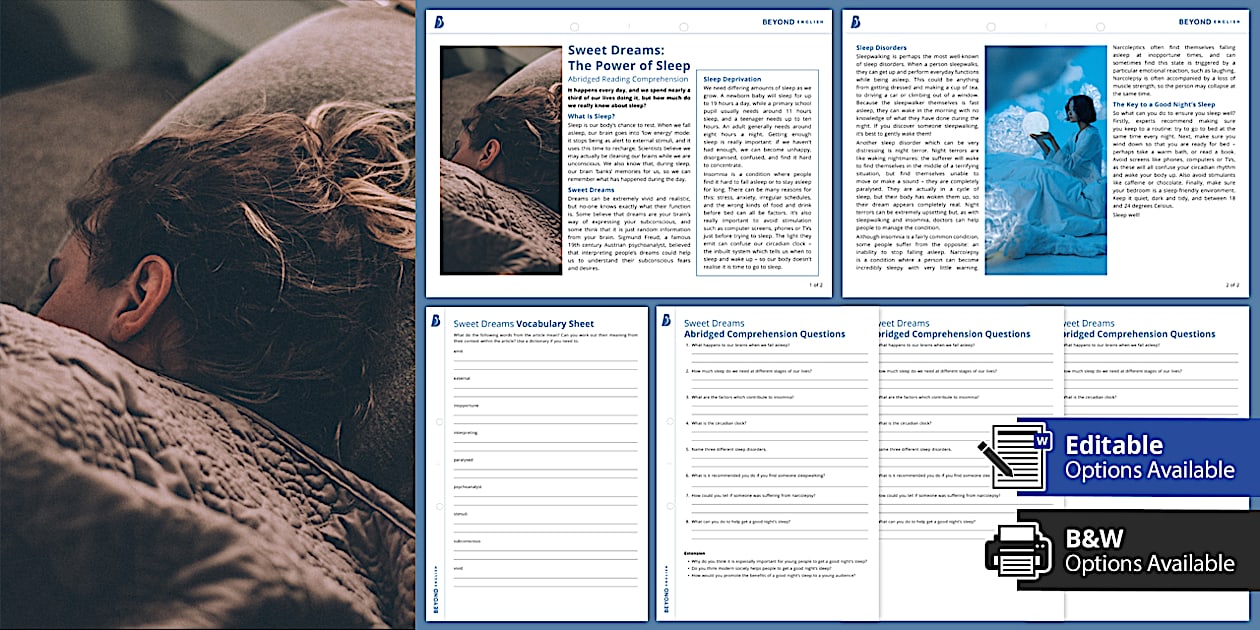 Sweet Dreams Abridged Reading Comprehension | KS3 English