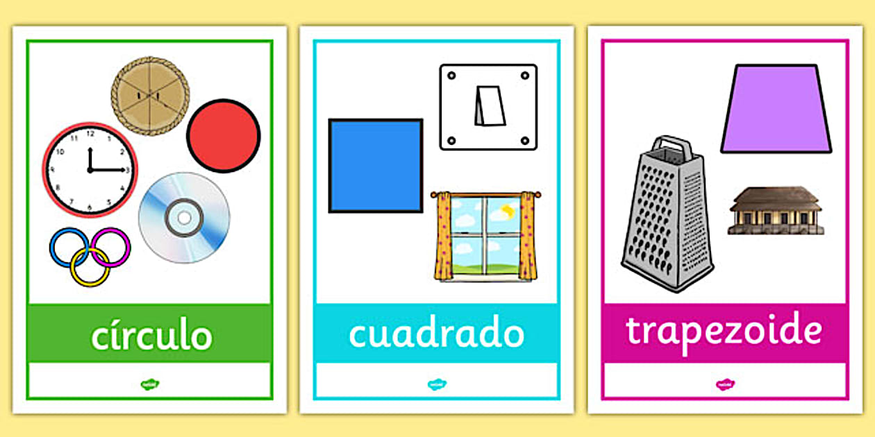 2D Shape Posters with Everyday Examples Spanish - Twinkl