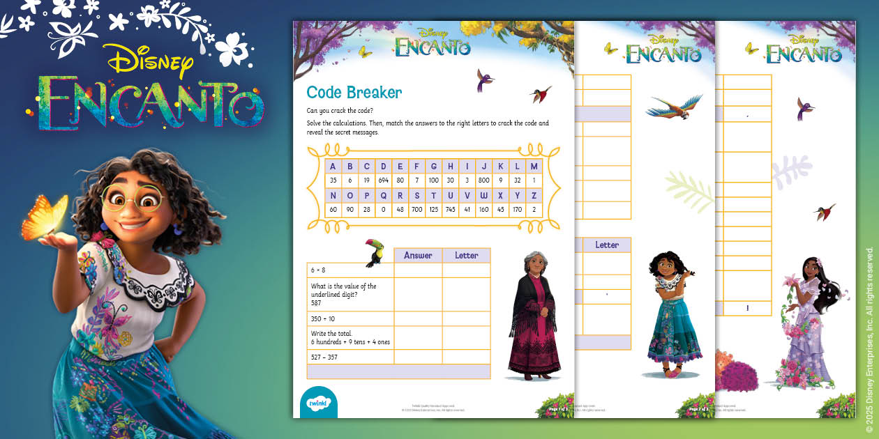 👉 Encanto: Maths Code Breaker Activity [Ages 7-9]