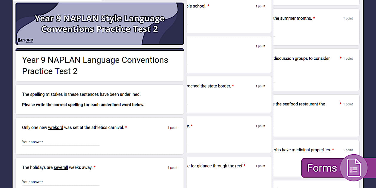 Year 9 NAPLAN Literacy Practice Test - Language Conventions