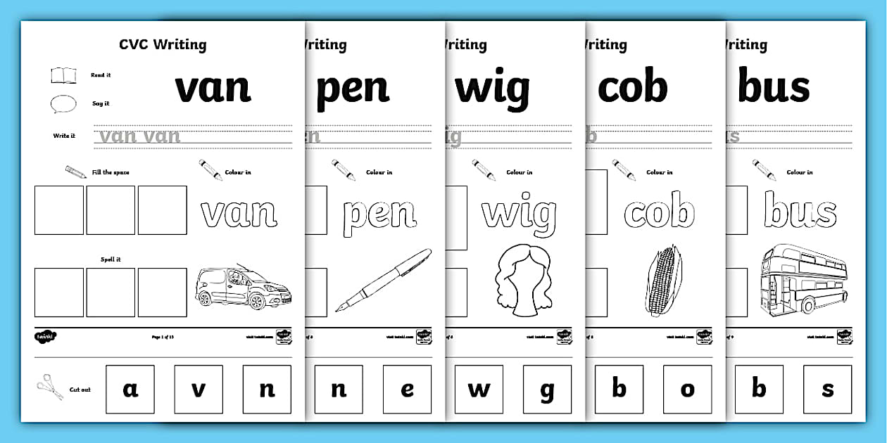 Cursive CVC Writing Word Worksheet (Hecho por educadores)