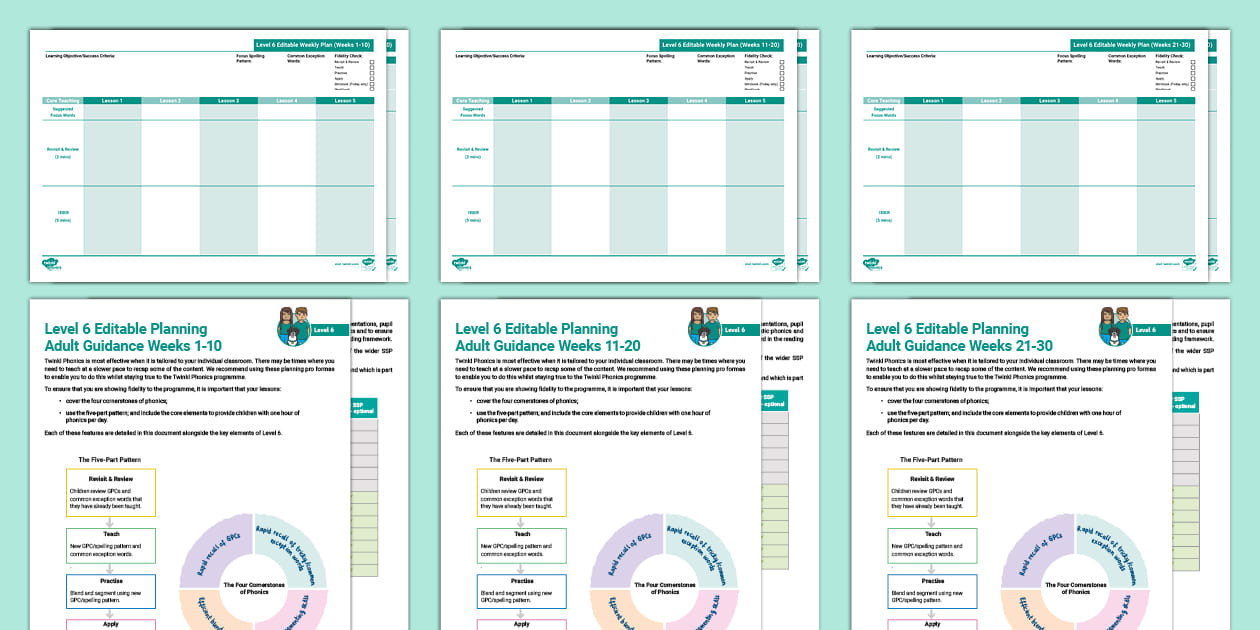 Level 6 Phonics Editable Weekly Plan - Twinkl Phonics - KS1