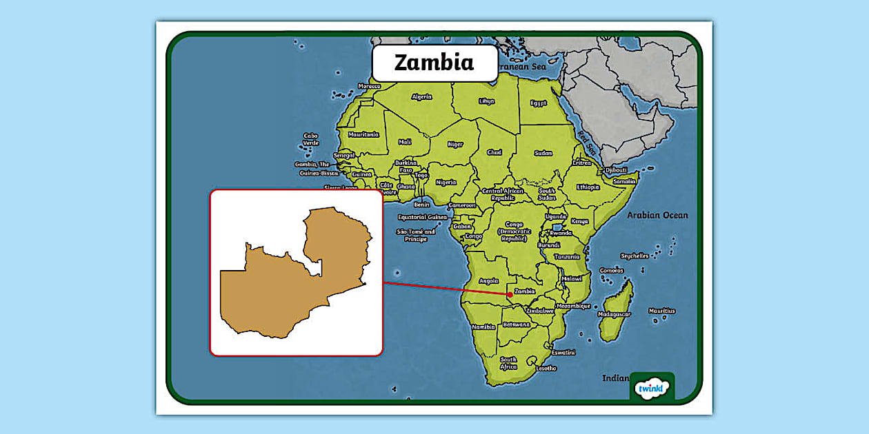 Where Is Zambia in Africa? Display Poster (teacher made)