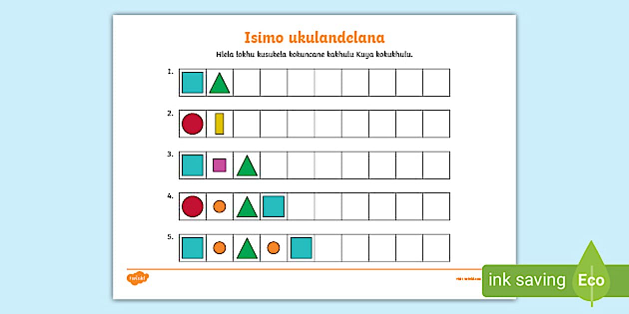 Isimo ukulandelana - Shape Patterns isiZulu (teacher made)