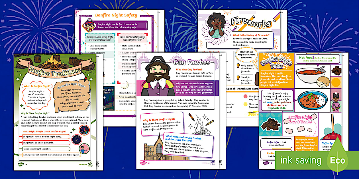 Bonfire Night Reading Comprehension Pack - KS1 - Twinkl
