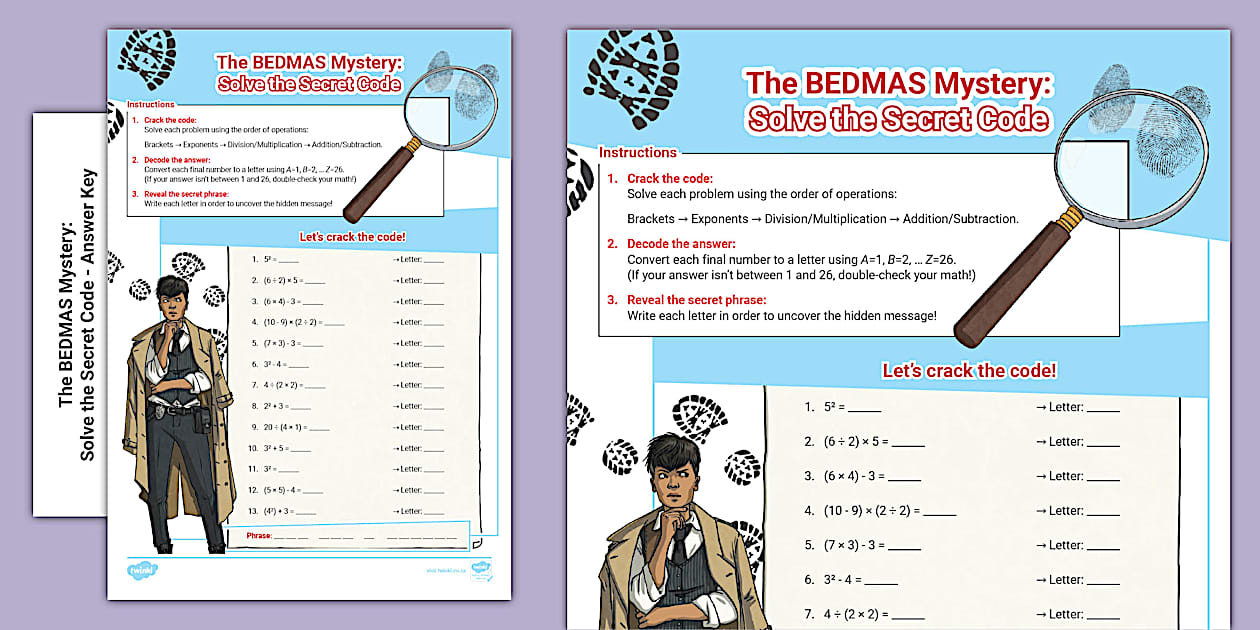 The BEDMAS Mystery: Solve the Secret Code Activity Sheet