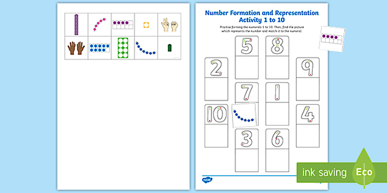 👉 Number Formation, Representation and Recognition Activity 1 to 10