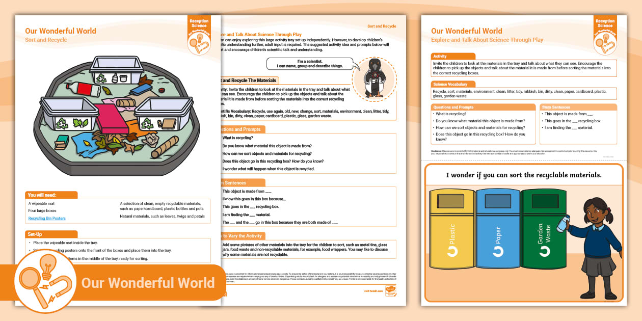 Our Wonderful World Large Tray Recycling Activity - EYFS